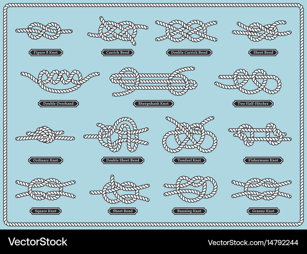 Nautical Rope Knots Set Royalty Free Vector Image