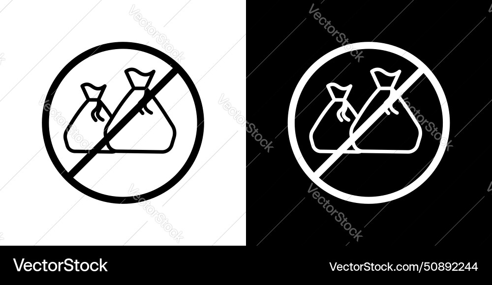 No garbage sign icon set trash litter forbidden Vector Image
