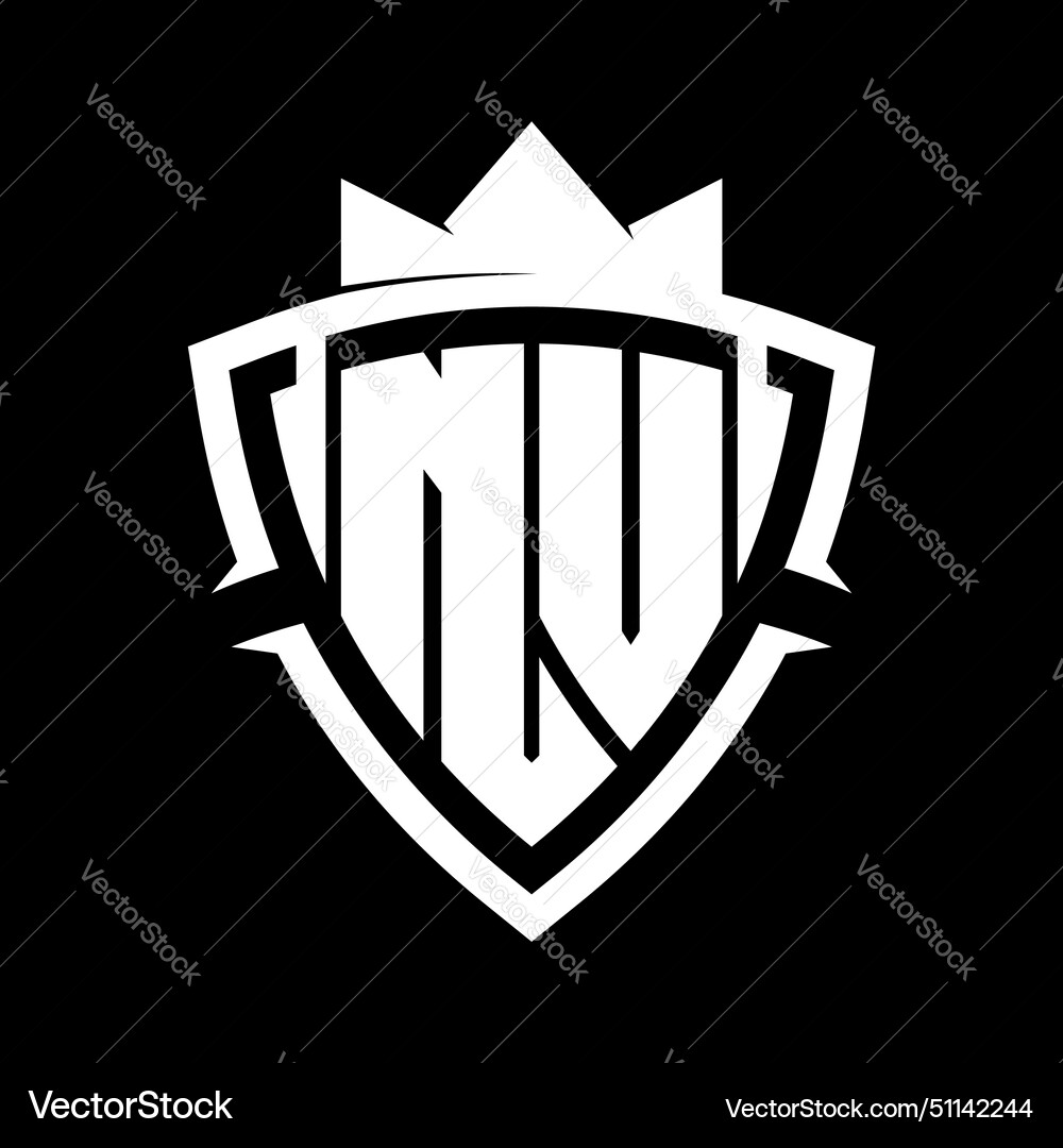 Nv letter monogram with triangle curve shield Vector Image