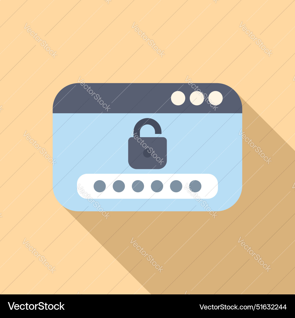 Secure web browser showing unlocked padlock and Vector Image