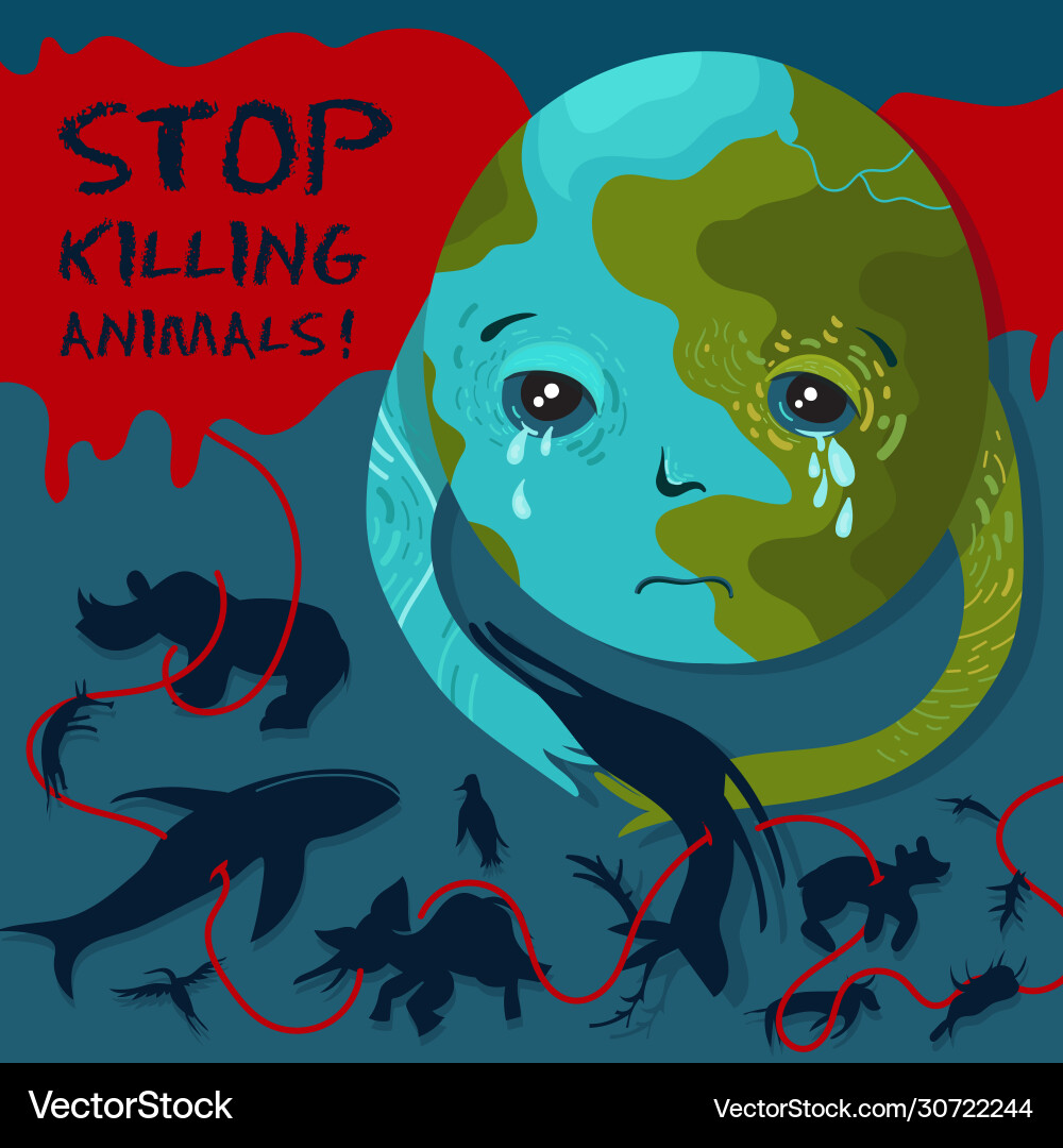 Stop killing animals conceptual zoo Royalty Free Vector