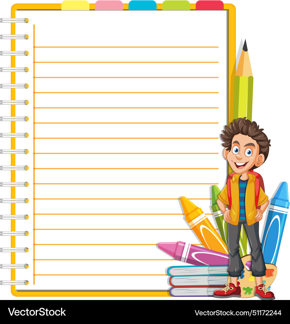 Young boy with books and giant pencil Royalty Free Vector