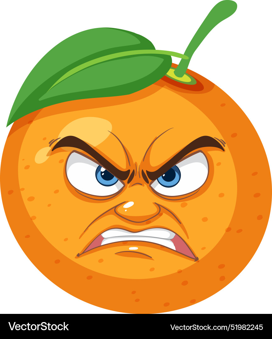 An orange with angry facial expression Royalty Free Vector