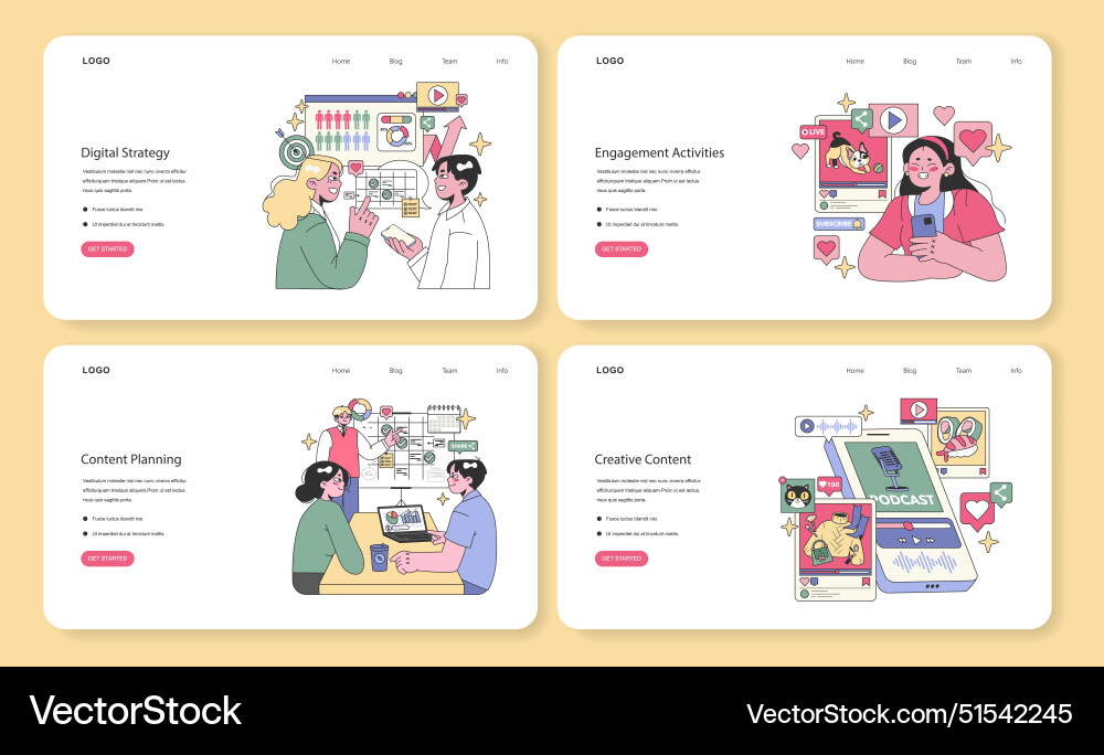 Digital strategy flat Royalty Free Vector Image