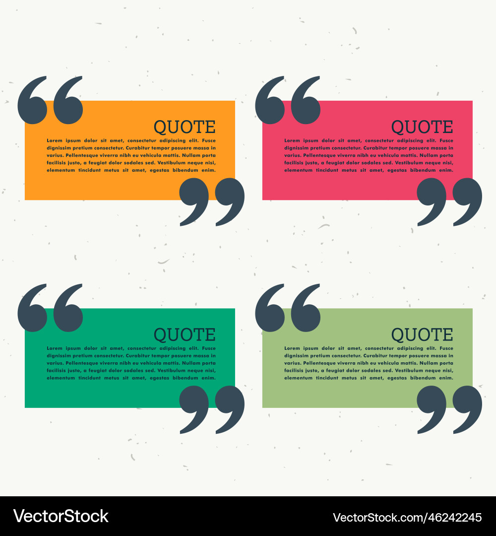 Four Colorful Quotation Marks Set Royalty Free Vector Image