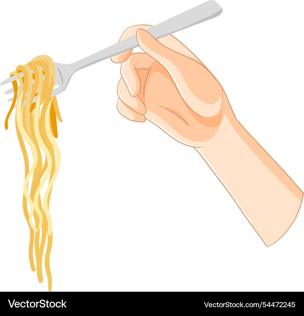Hand twirling spaghetti on fork Royalty Free Vector Image
