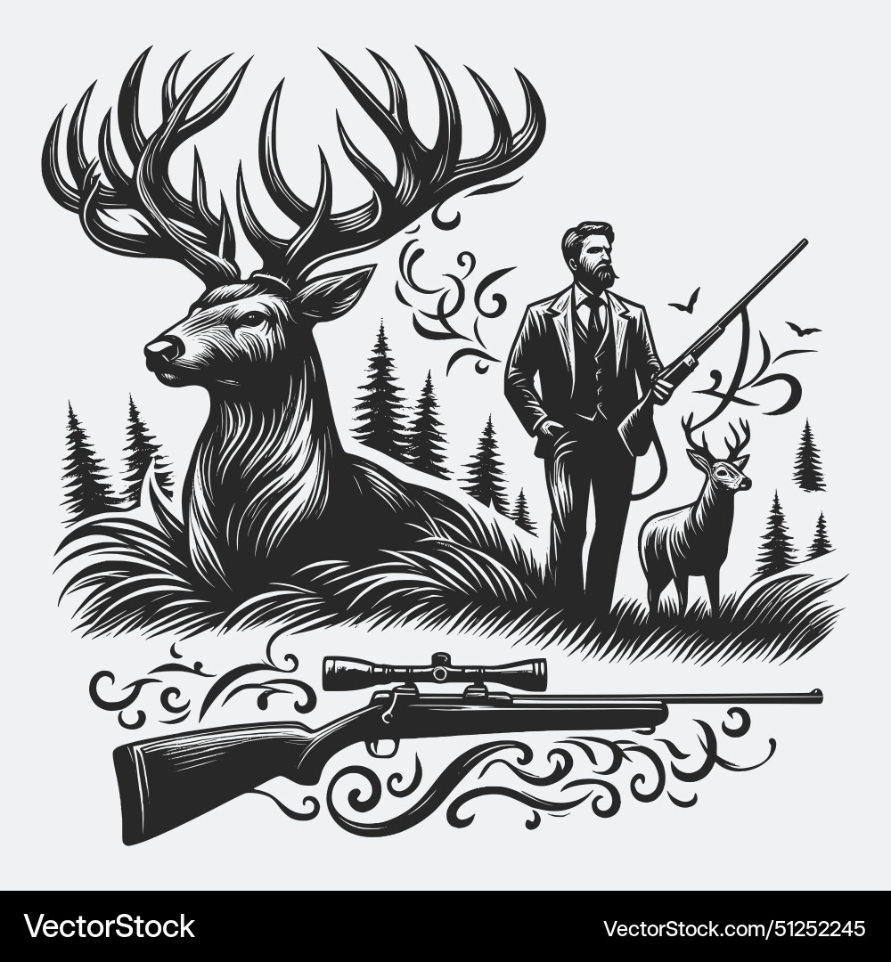 Hunting life svg silhouette file Royalty Free Vector Image
