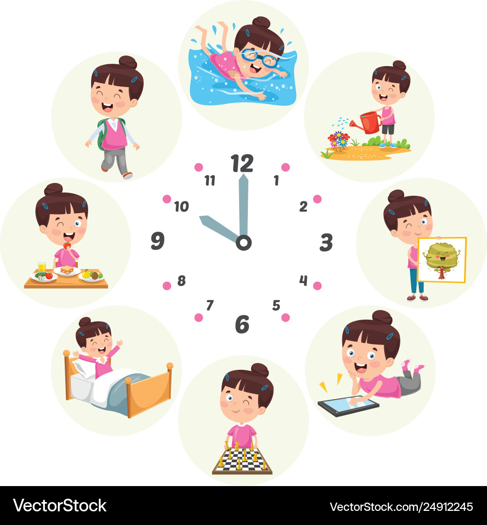 Kids daily routine activities Royalty Free Vector Image