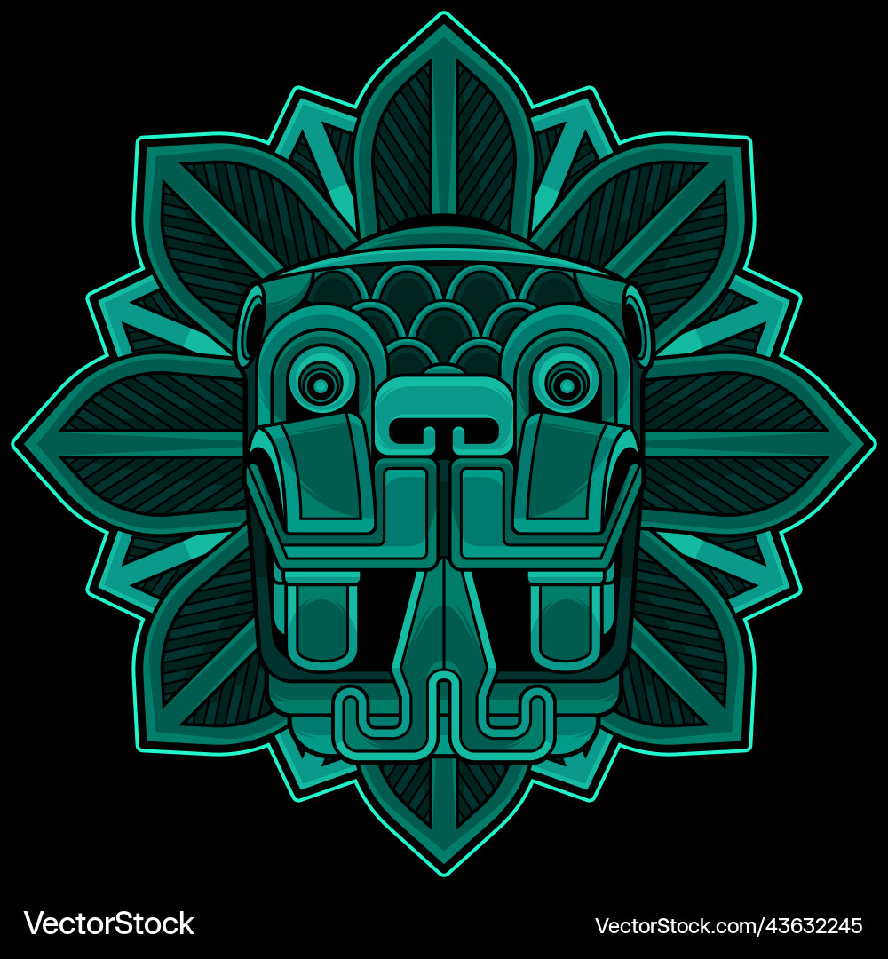 Quetzalcoatl Aztec God Head Royalty Free Vector Image