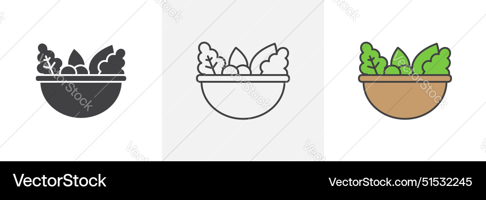 Salad icon set healthy vegetable and fruit salad Vector Image