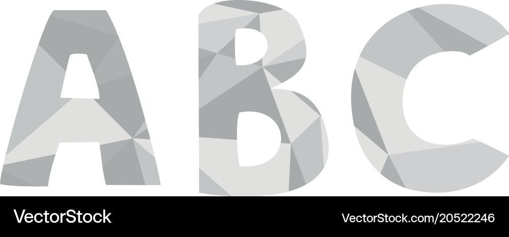 A b c grey alphabet letter set isolated on white Vector Image