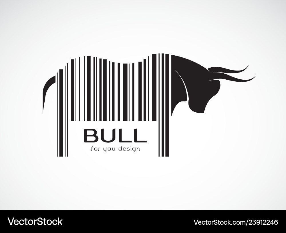 Bull on the body is a barcode wild animals Vector Image