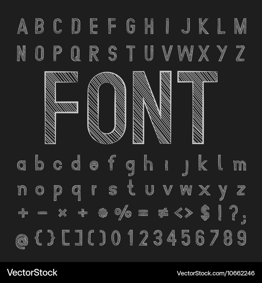 Chalk font type letters and numbers Royalty Free Vector