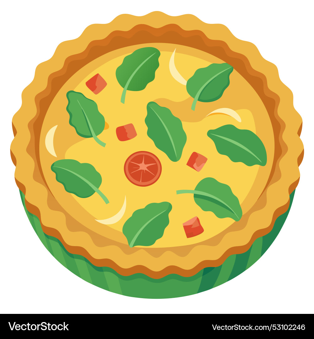 Delicious quiche with crispy bacon spinach Vector Image