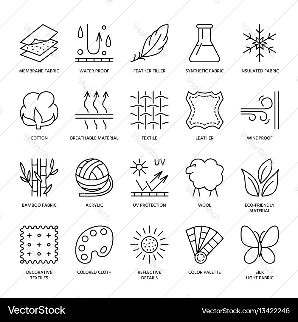 Fabric Feature Icons - Apparel Royalty Free Vector Image