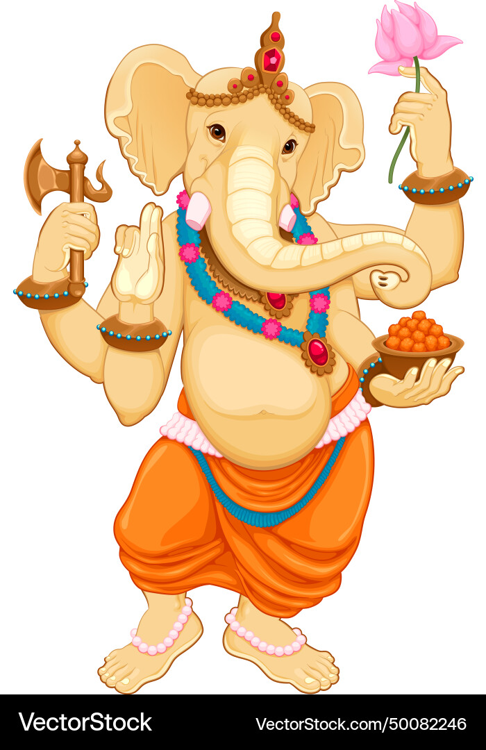 Ganesha hindu god with elephant head Royalty Free Vector