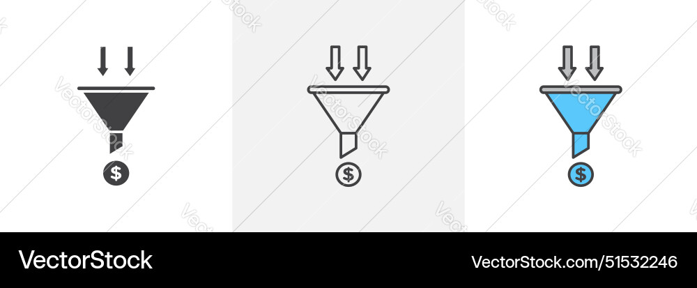 Sales funnel icon set conversion marketing funnel Vector Image