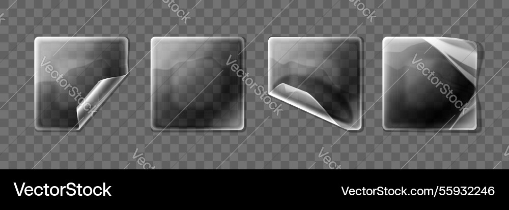 Transparent plastic sticker set Royalty Free Vector Image