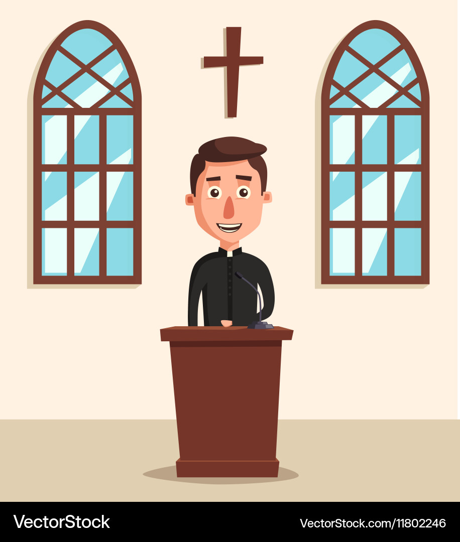 Young catholic priest cartoon Royalty Free Vector Image