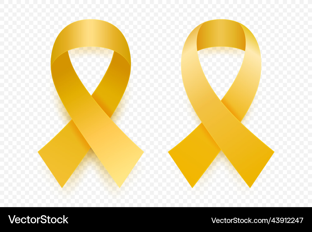 3d realistic yellow ribbon set sarcoma Royalty Free Vector