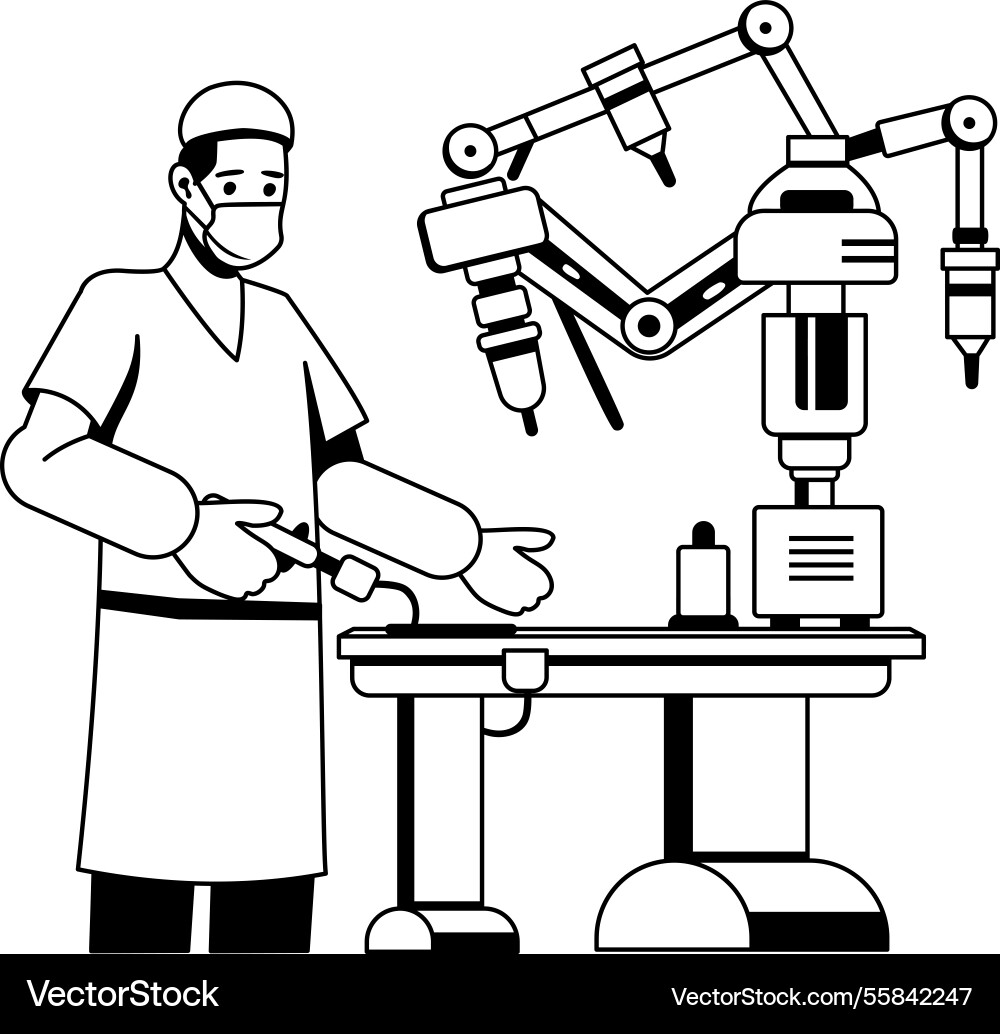 A glyph of robot surgery Royalty Free Vector Image