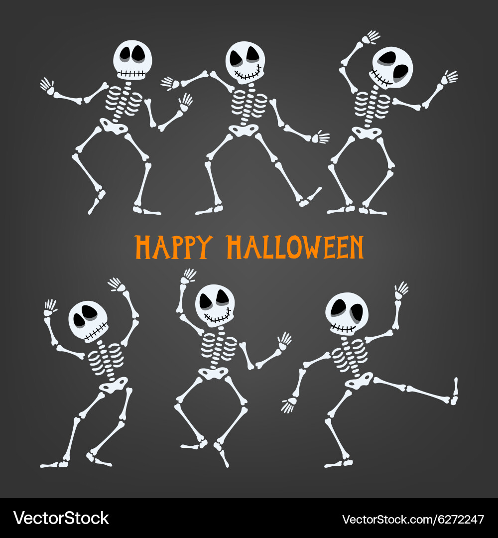 Dancing Halloween Skeletons Royalty Free Vector Image