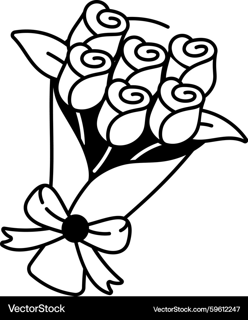 Doodle Roses Bouquet – Royalty-Free Vector | VectorStock