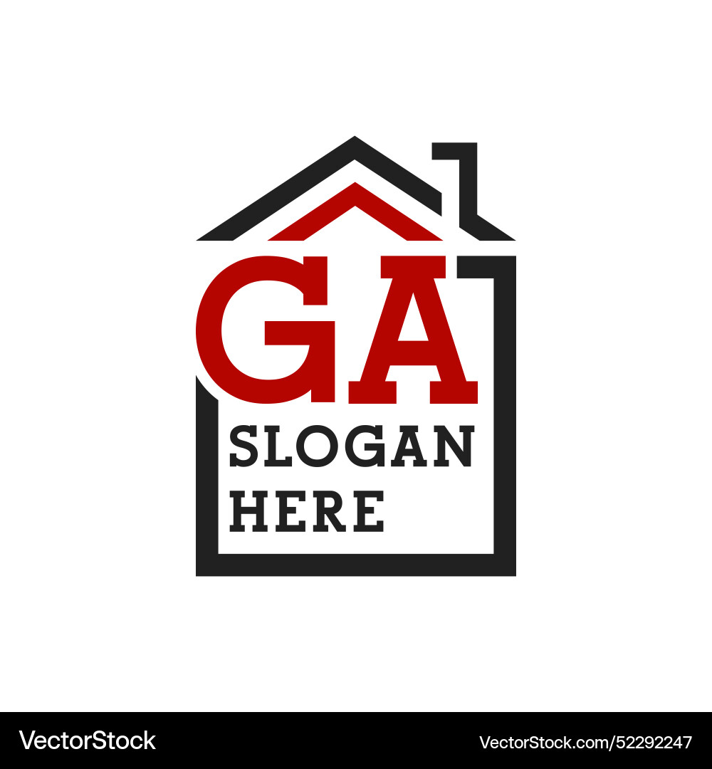 Initial ga house logo for roofing letter real Vector Image