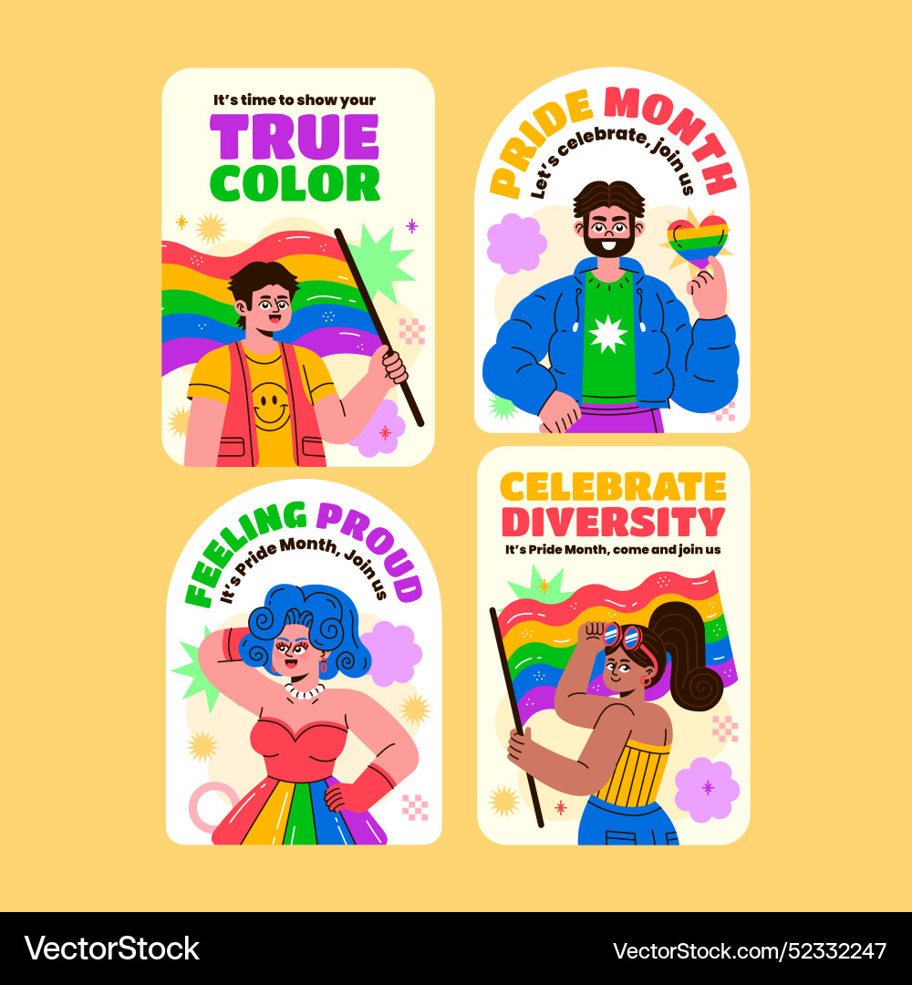 Labels collection for pride month celebration Vector Image