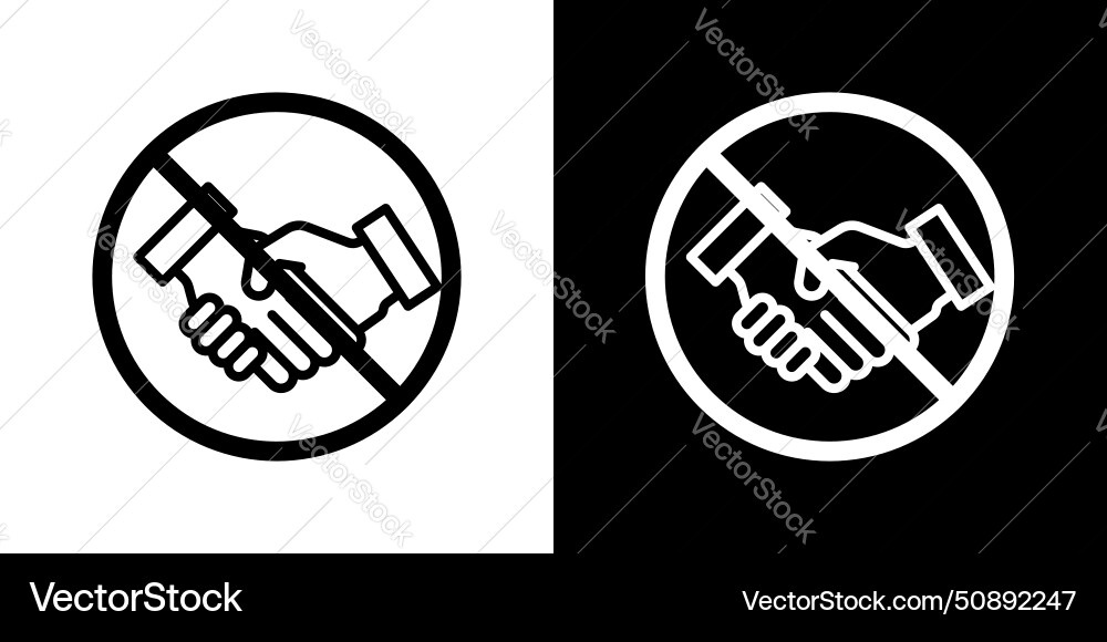 No handshake sign icon set forbidden shake hand Vector Image