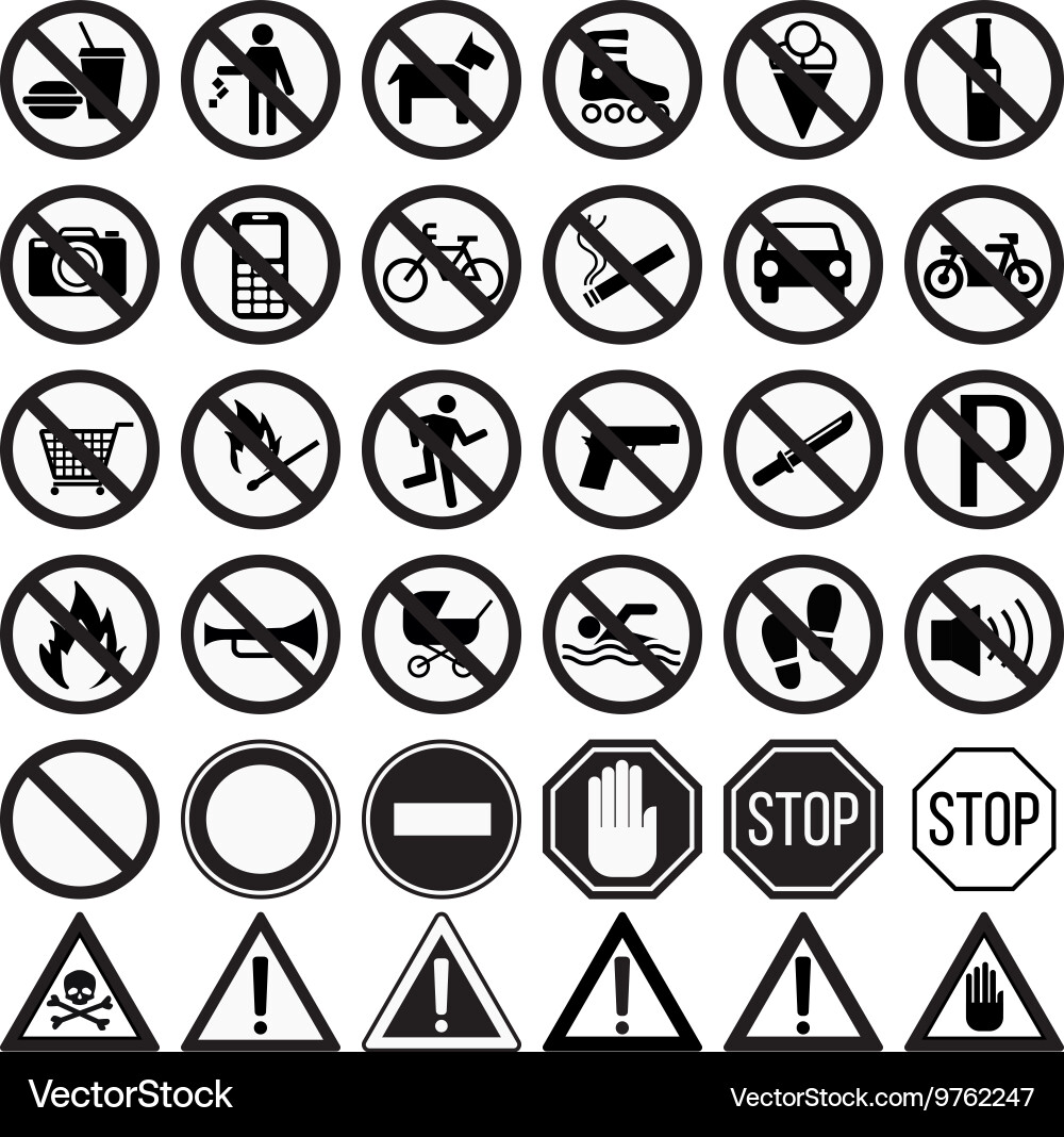 Prohibiting signs set Royalty Free Vector Image