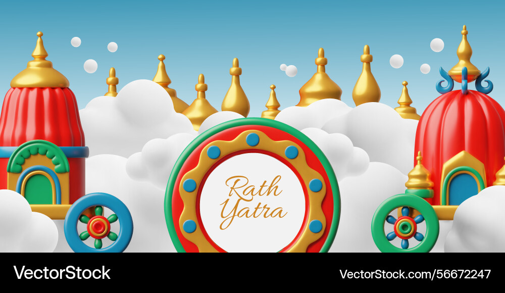 Ratha yatra Urlaub 3d Banner Design Lizenzfreier Vektor