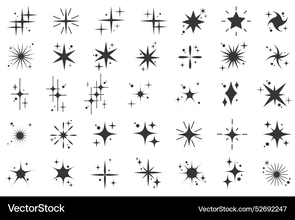 Retro Star Burst & Sparkle Icons Royalty Free Vector