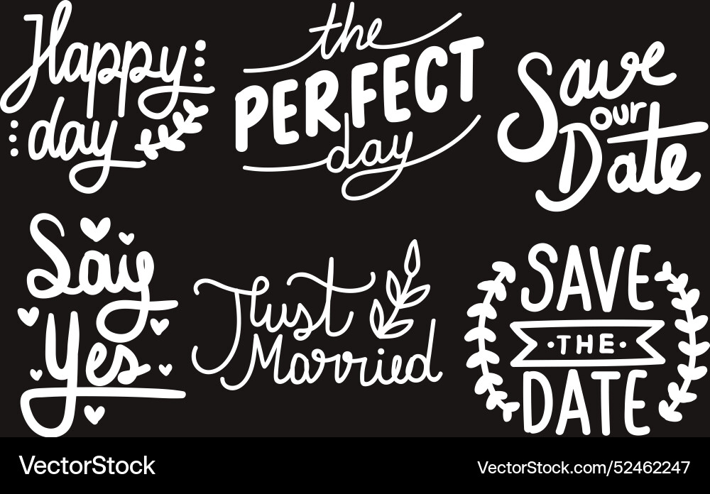 Save the date lettering collection Royalty Free Vector Image