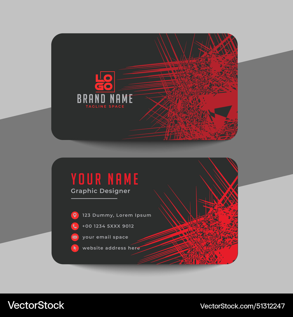 Simple red business card layout Royalty Free Vector Image