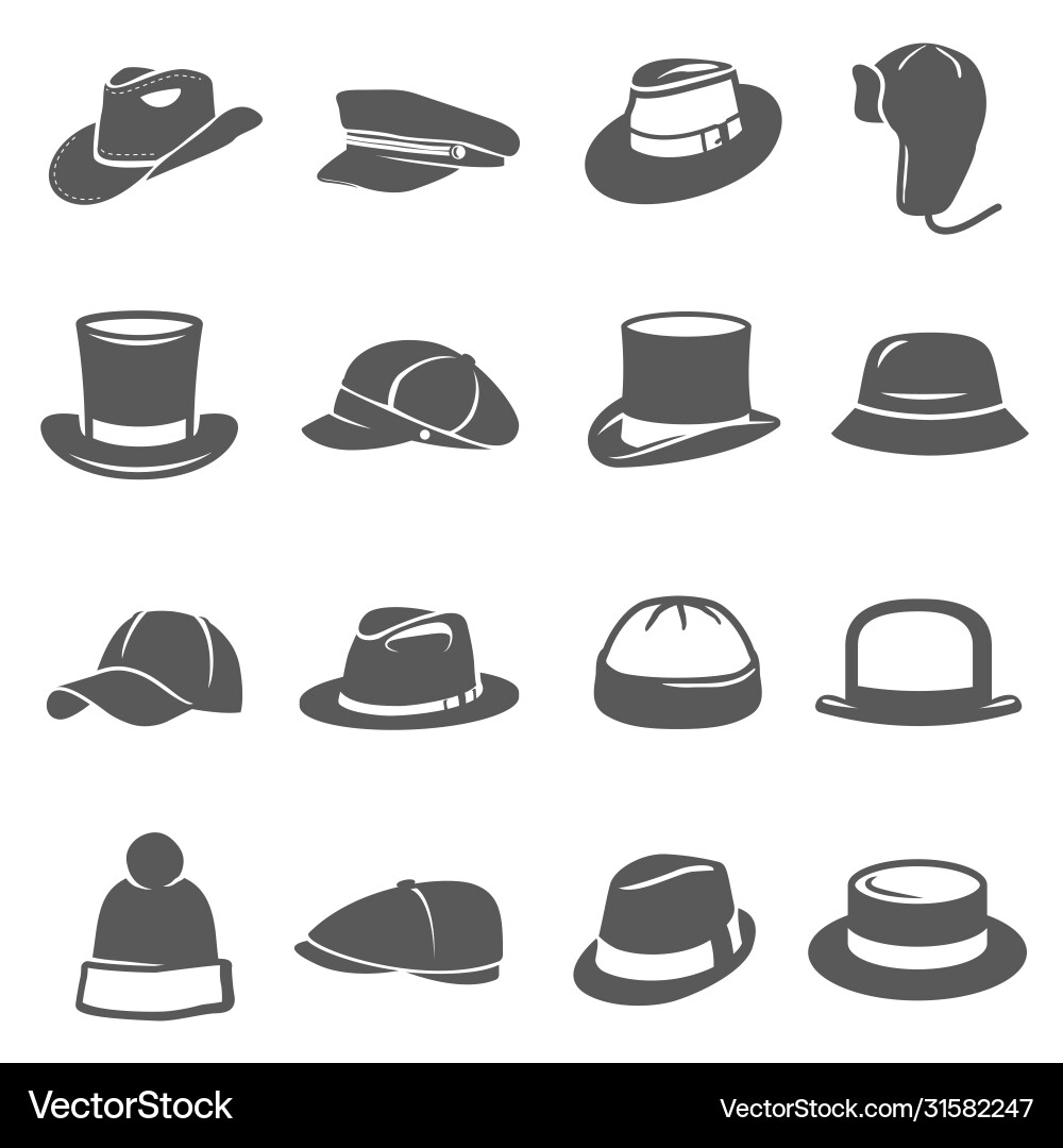 Traditional Hat Icon Set Royalty Free Vector Image