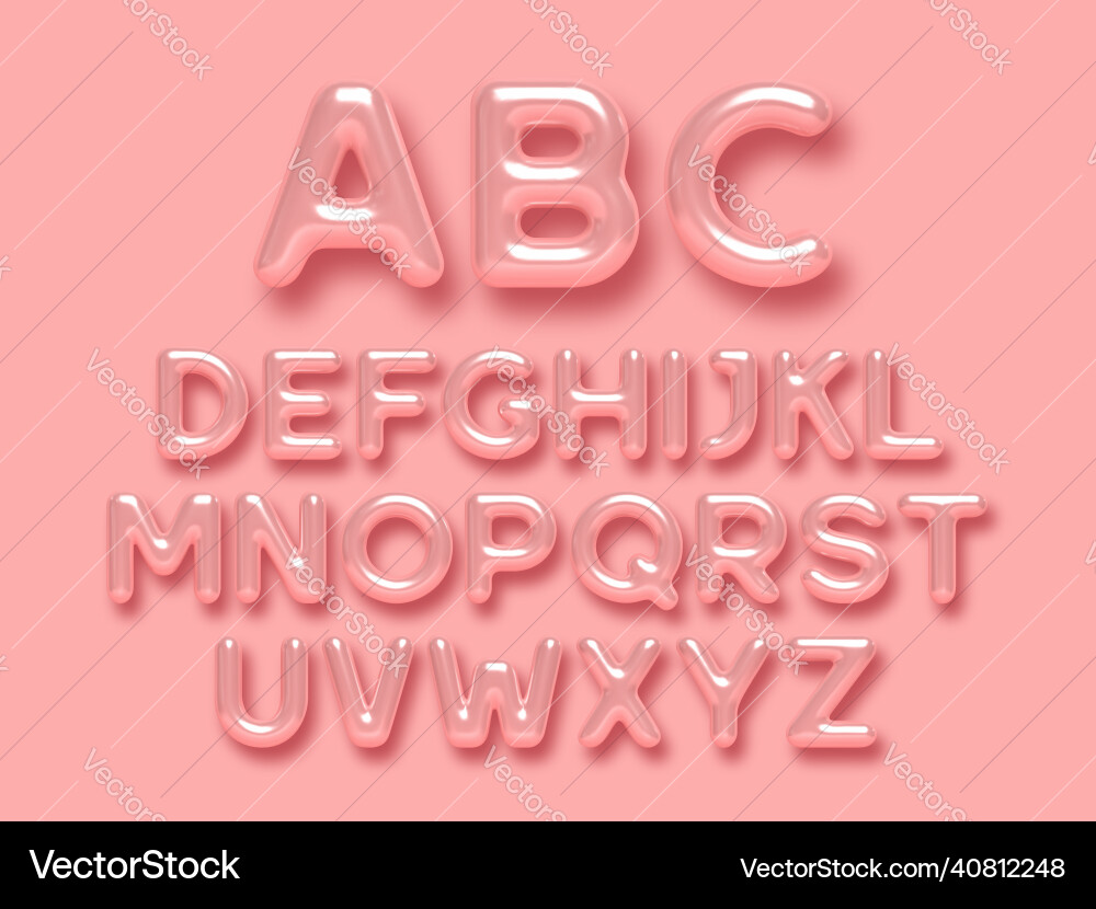 3d glossy pink alphabet set Royalty Free Vector Image
