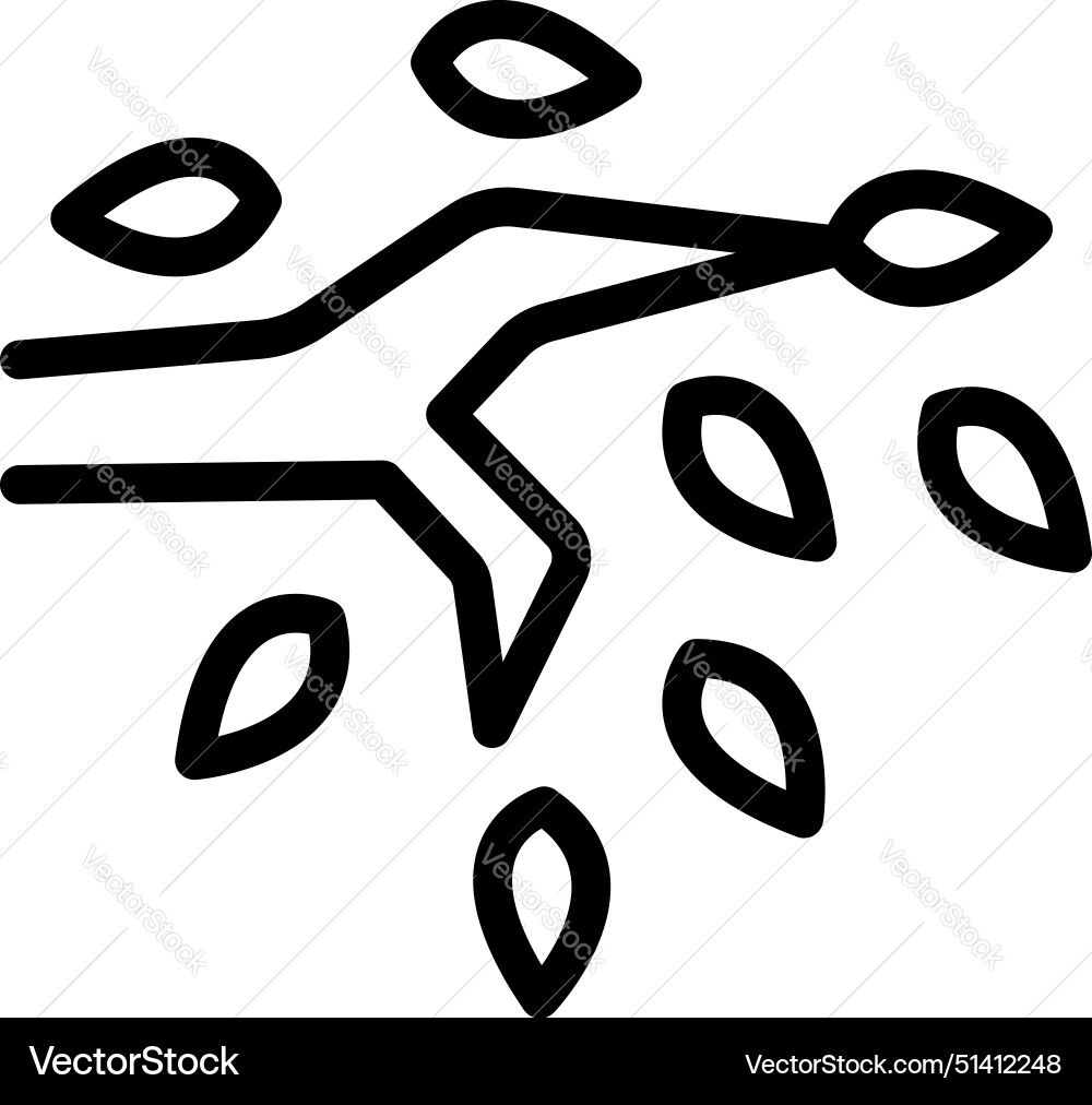 Abstract tree branch with leaves line art Vector Image