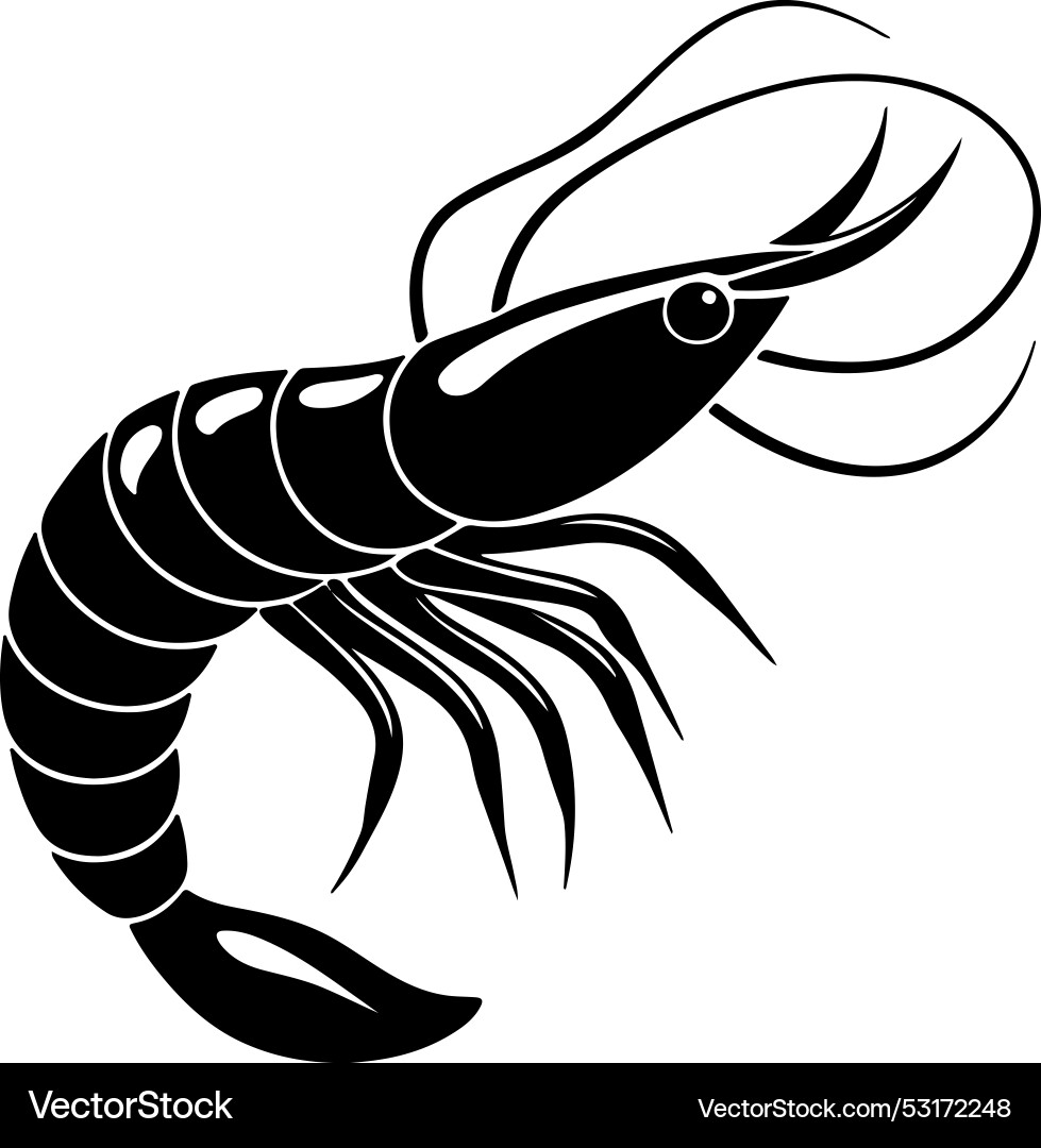 Art of a shrimp silhouette Royalty Free Vector Image