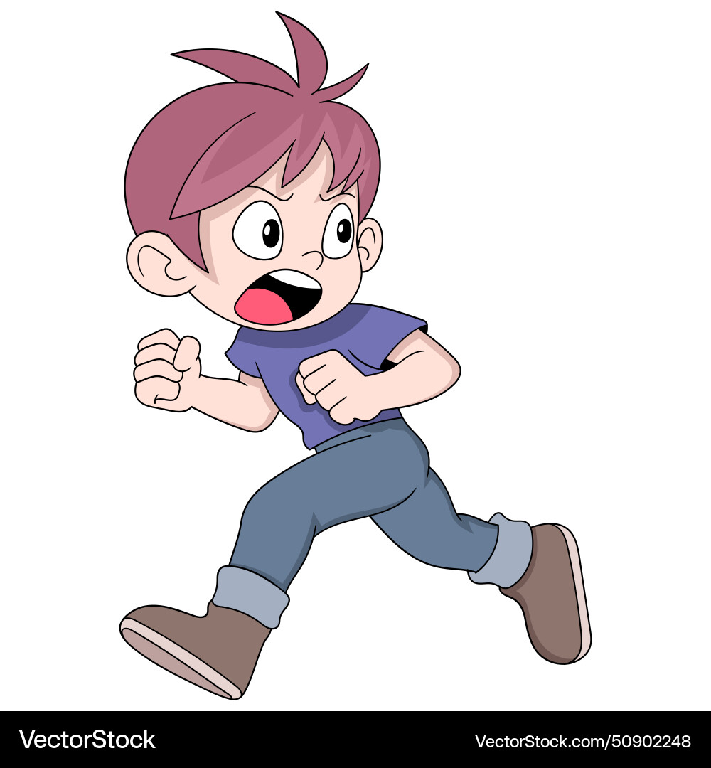 Boy running with a scared face as if being chased Vector Image
