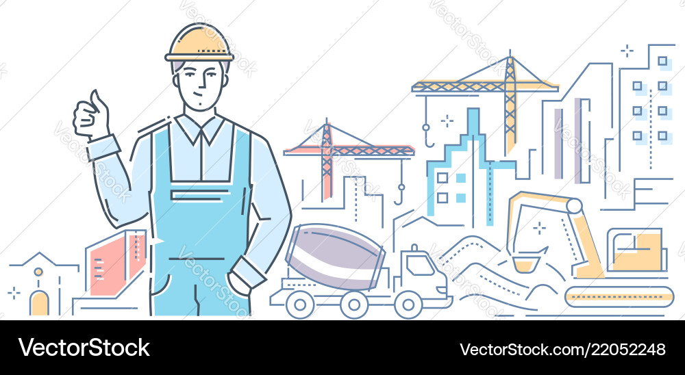 Construction - modern colorful line design style Vector Image