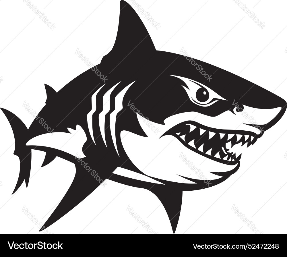 Dynamic depths elegant black shark logo Royalty Free Vector