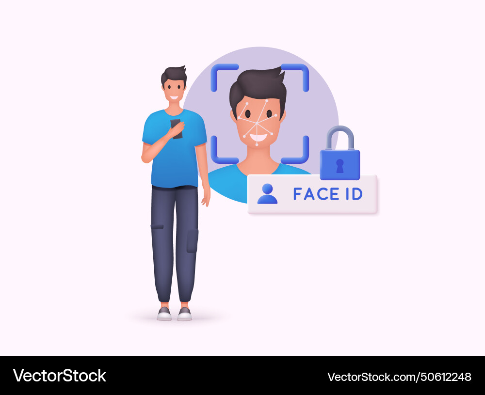 Face recognition concept design 3d web Royalty Free Vector