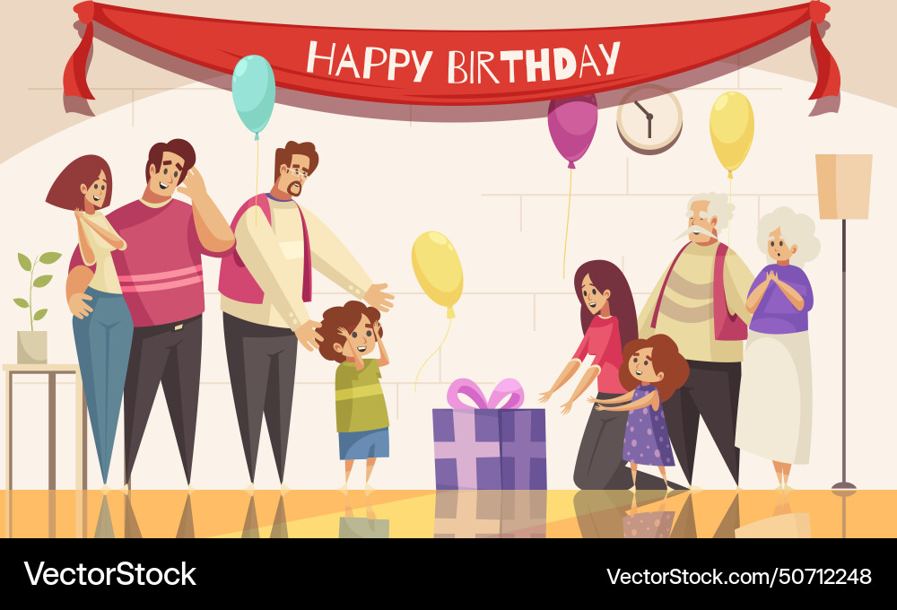 Happy kids birthday composition Royalty Free Vector Image