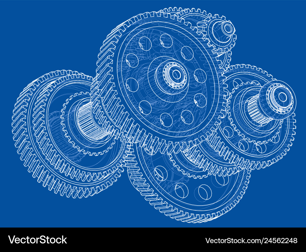 Outline gearbox concept Royalty Free Vector Image