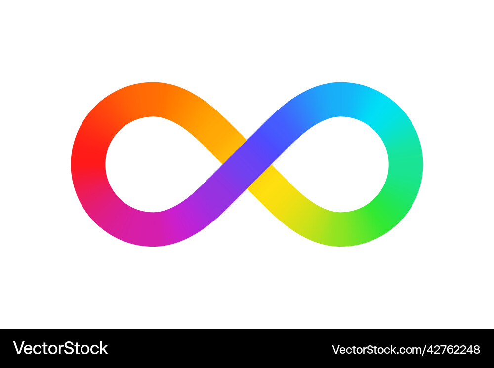Rainbow Infinity Symbol isoliert auf weiß Vektorbild