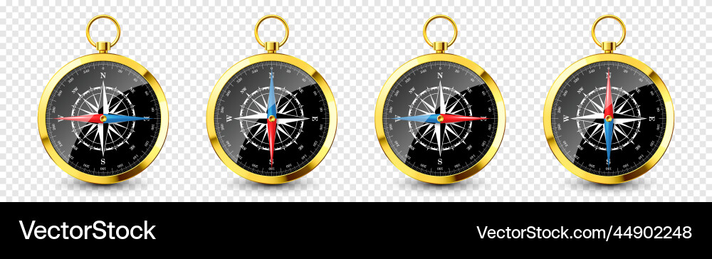 Realistic golden vintage compass with marine wind Vector Image