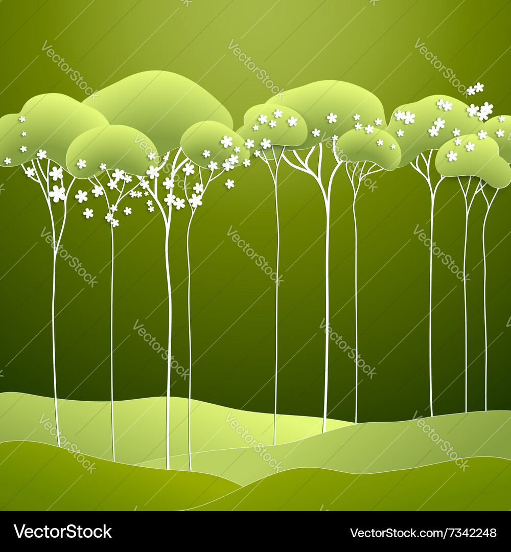 With stylized spring tree Royalty Free Vector Image