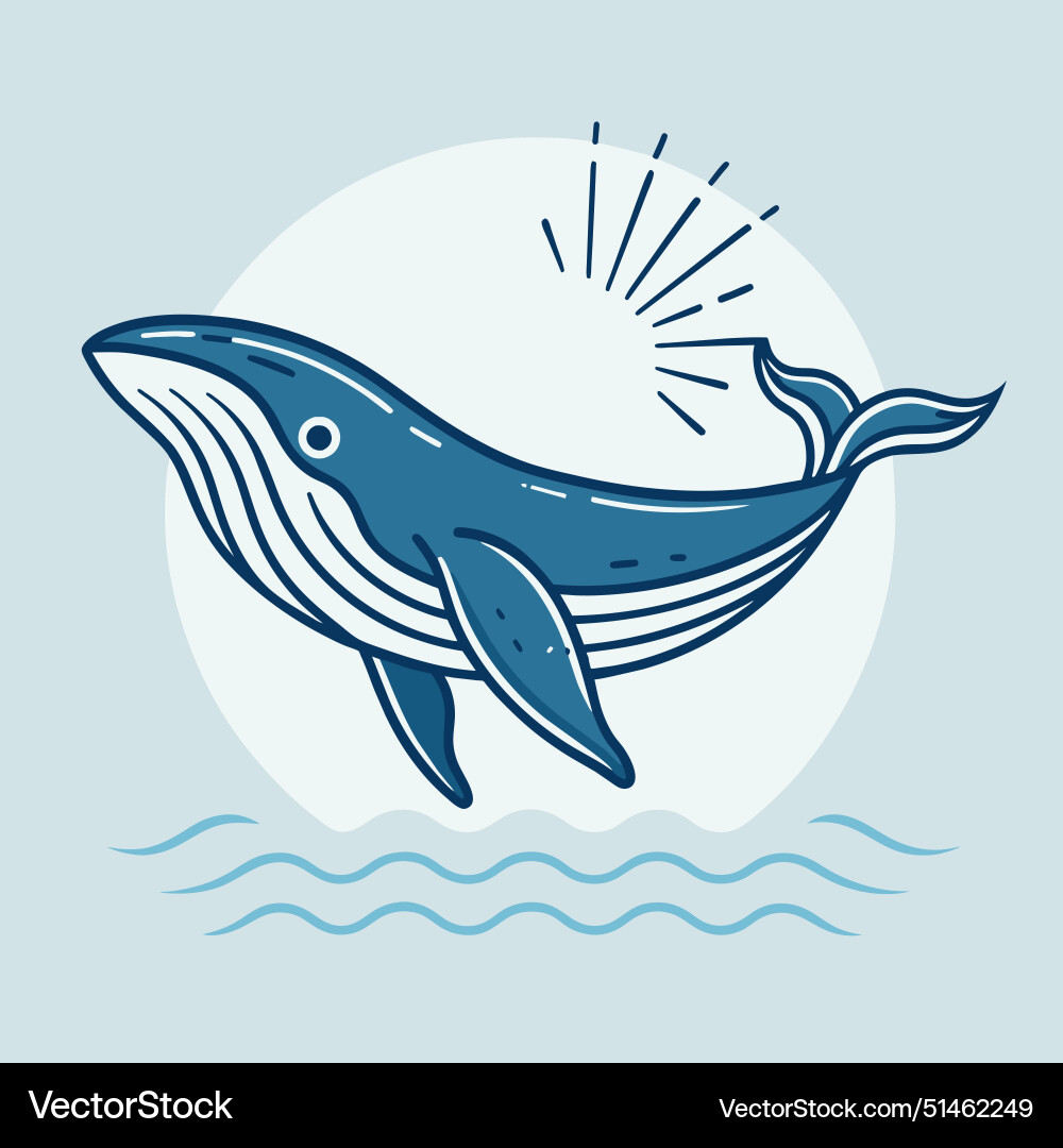 A majestic humpback whale breaching the ocean Vector Image