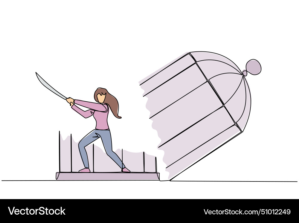 Continuous one line drawing businesswoman trapped Vector Image